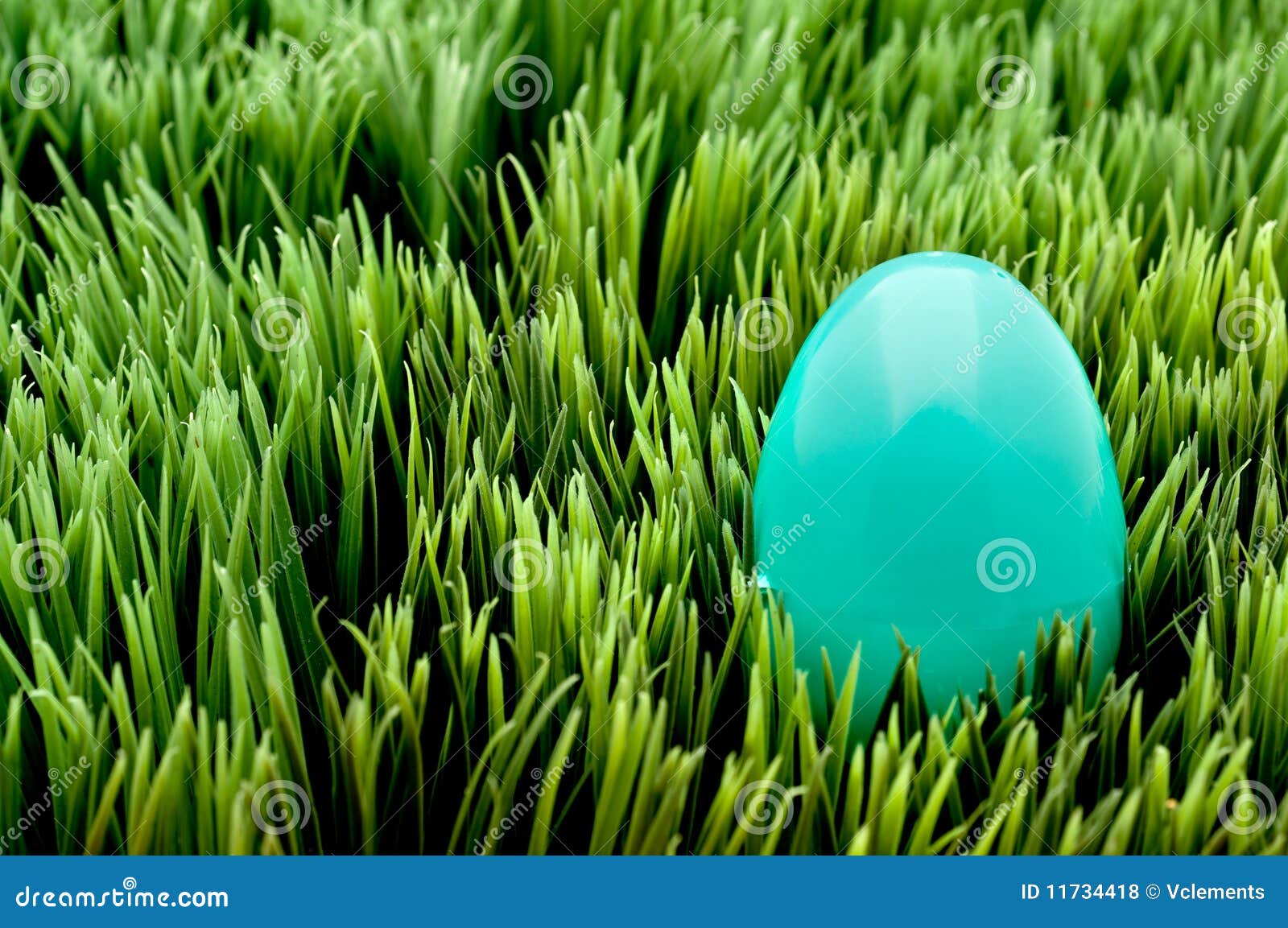 A Turquoise Easter Egg on Green Grass Stock Photo - Image of hunt ...