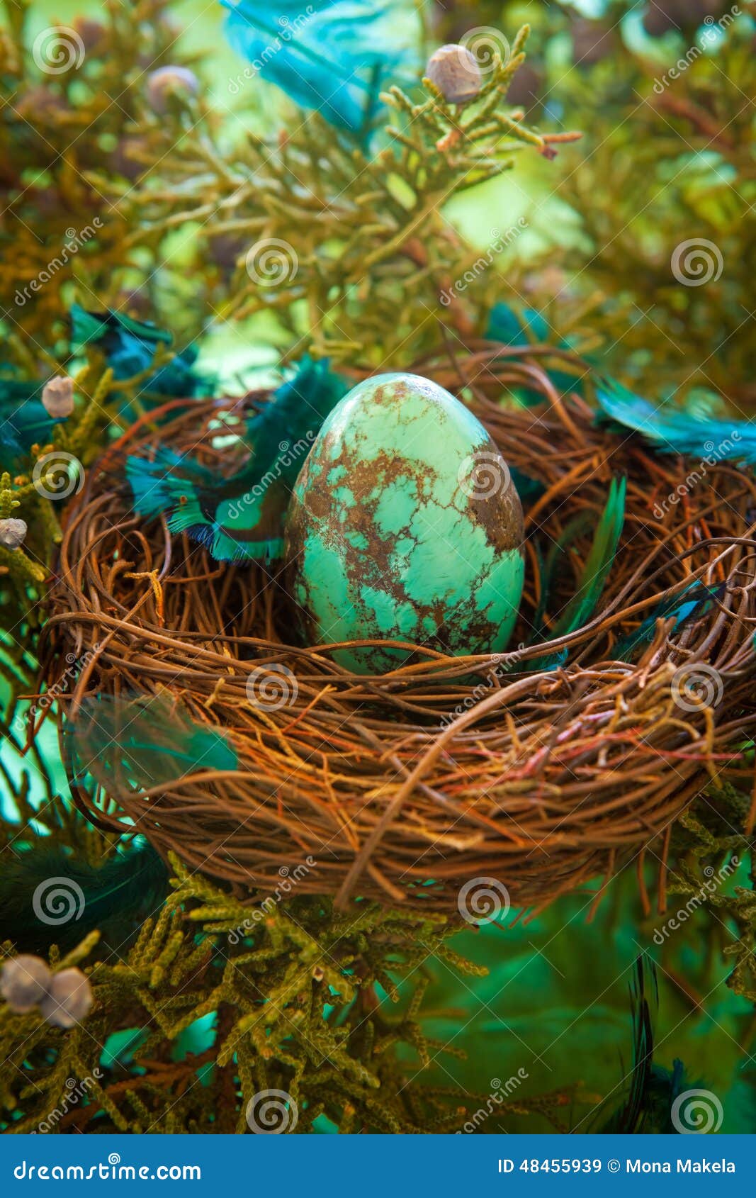 Turquoise Easter egg stock image. Image of decor, objects - 48455939