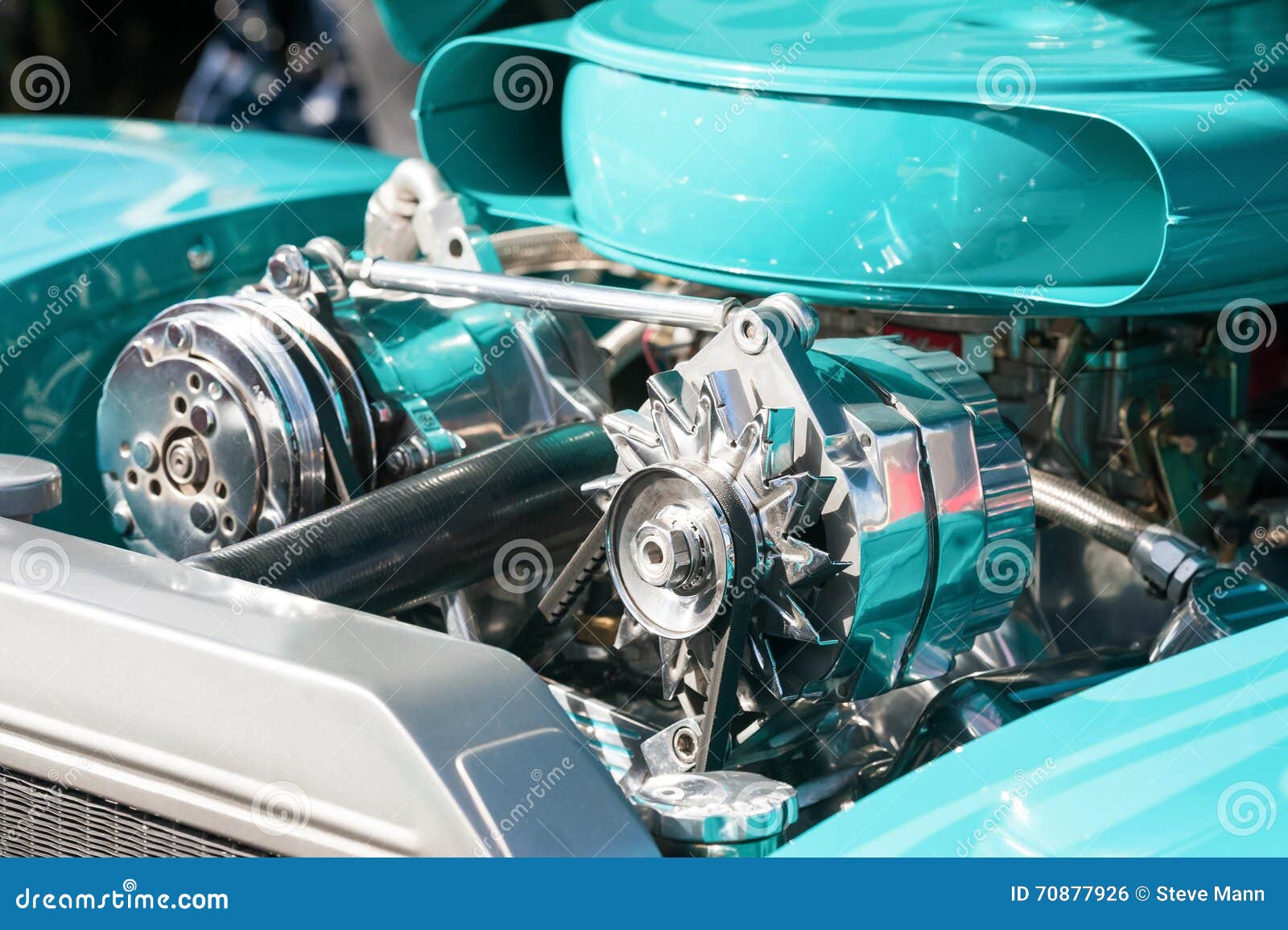 Turquoise engine bay stock photo. Image of parts, carburettor - 70877926