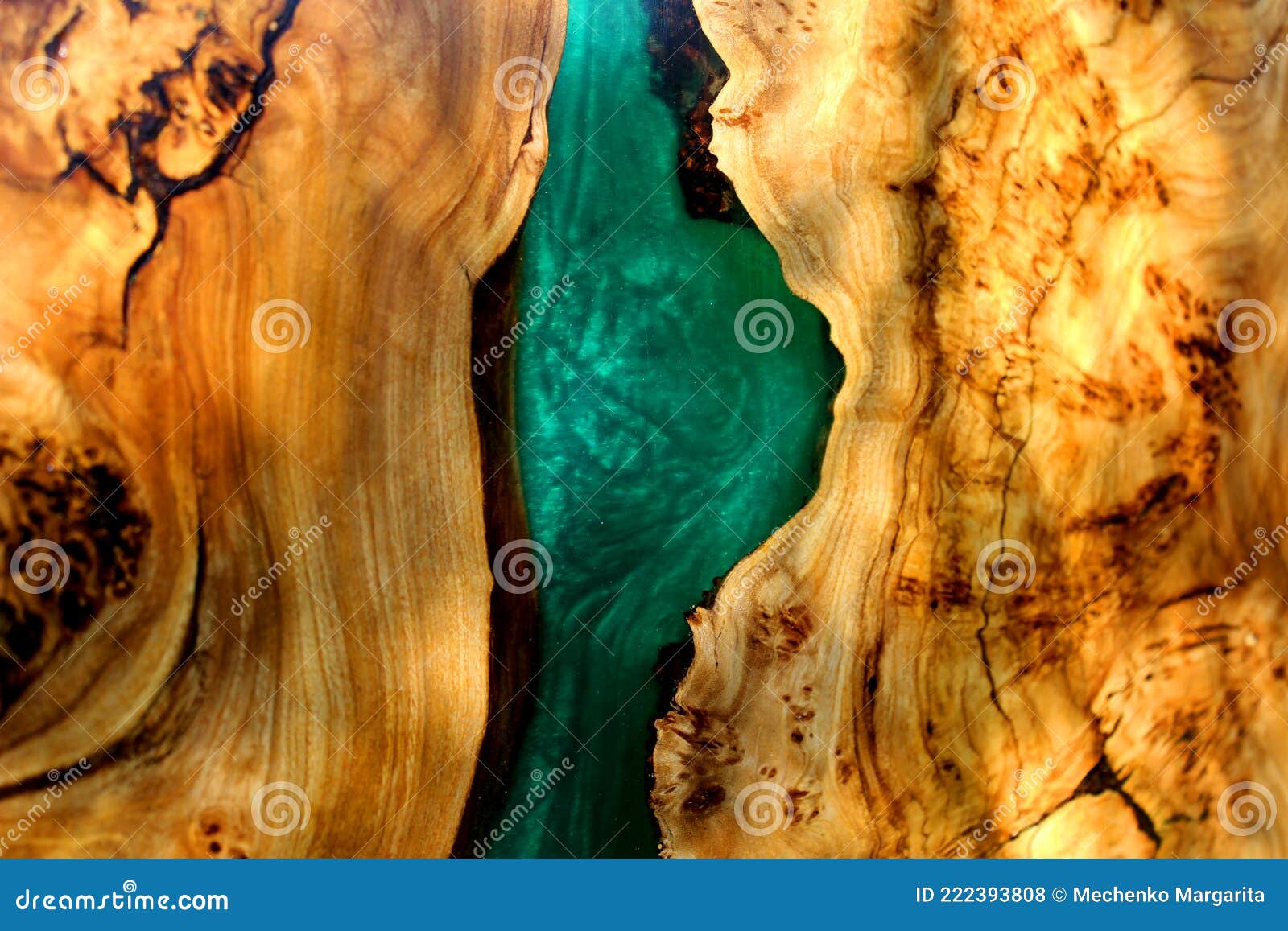 Turquoise Epoxy Resin Panel with Walnut, Texture for Design Stock Photo ...