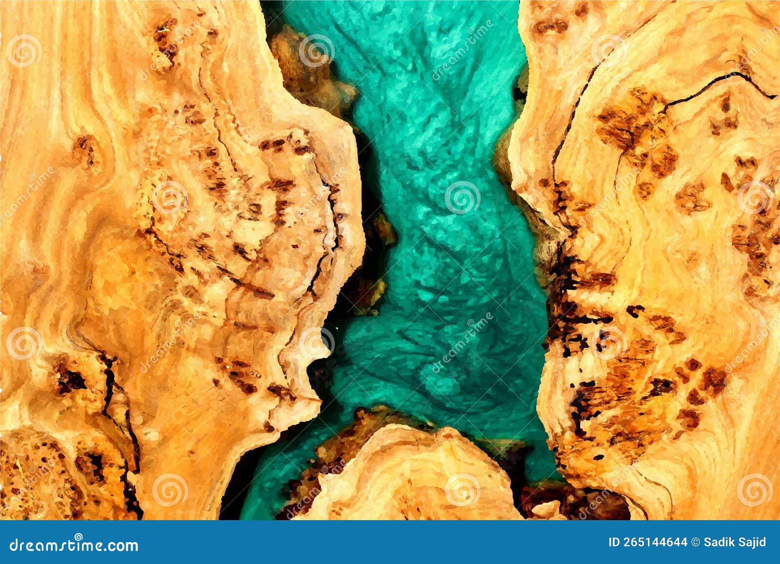 Turquoise Epoxy Resin Panel With Walnut, Victor For Design Vector ...