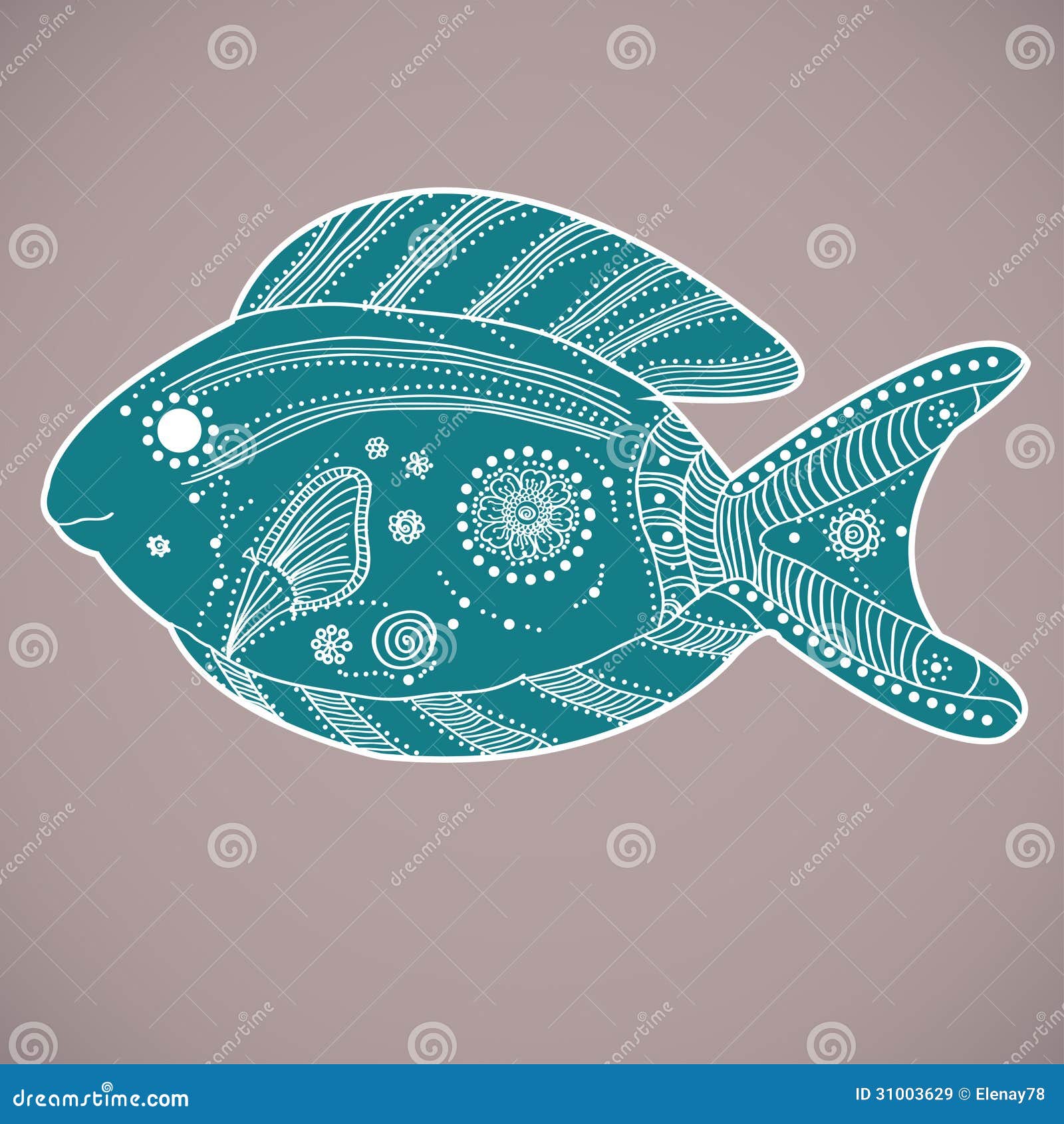Turquoise Fish stock vector. Illustration of painting - 31003629