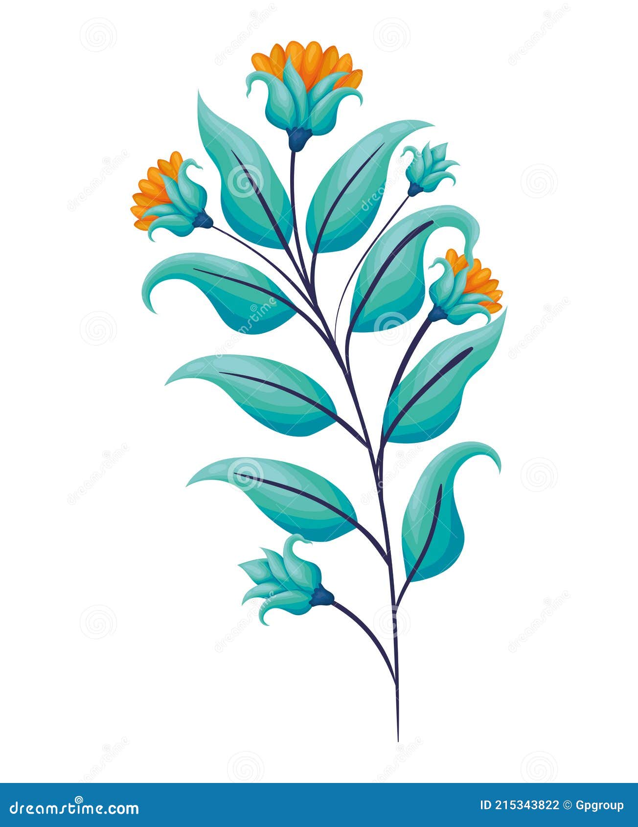 Turquoise Flowers Illustration Stock Vector - Illustration of flora ...