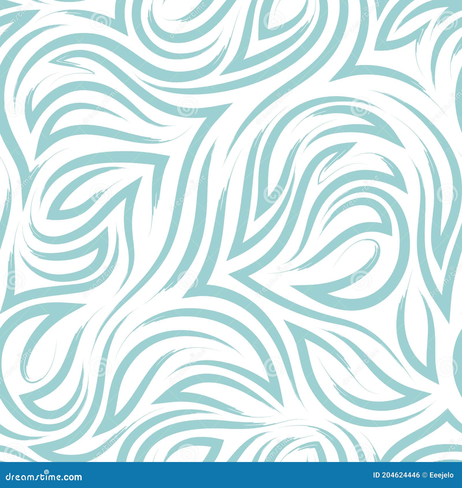 Turquoise Flowing Lines and Corners Vector Seamless Pattern Isolated on ...