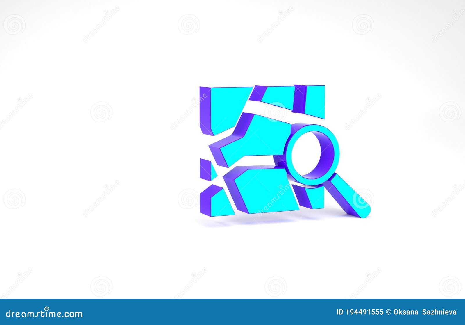 Turquoise Folded Map with Location Marker Icon Isolated on White ...