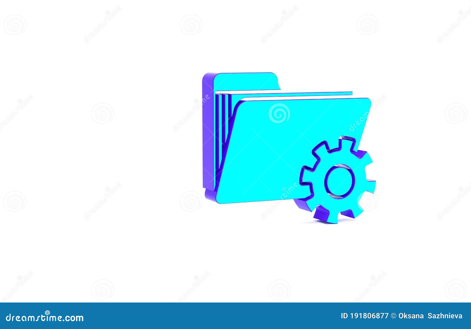 Turquoise Folder Settings with Gears Icon Isolated on White Background ...