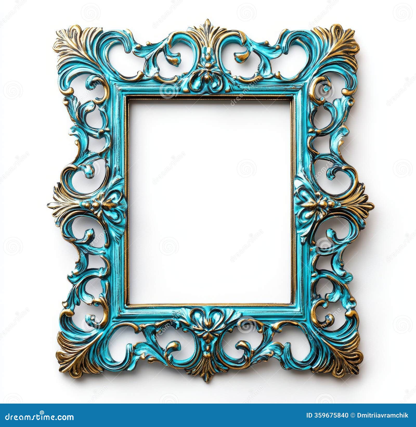A Turquoise Frame with a Cute Design on a White Background Featuring ...