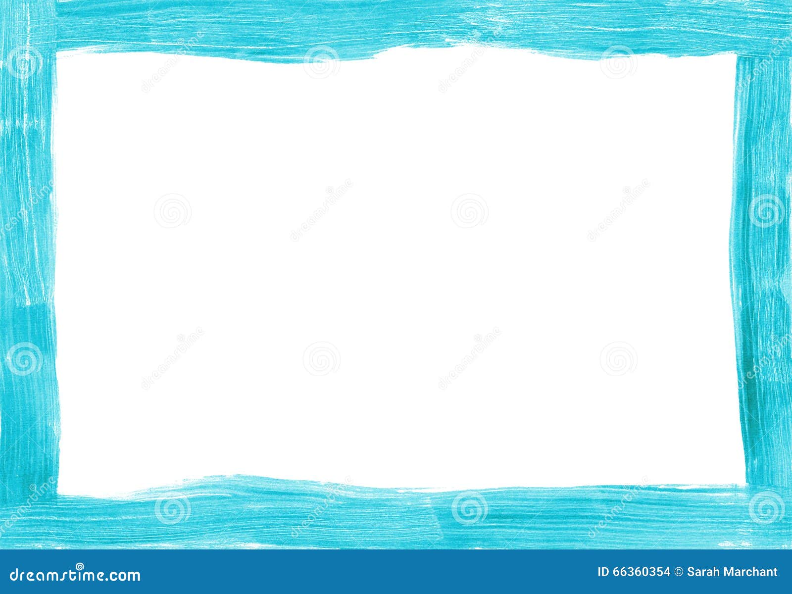 Turquoise Freehand Painted Rectangular Border Stock Photo - Image of ...