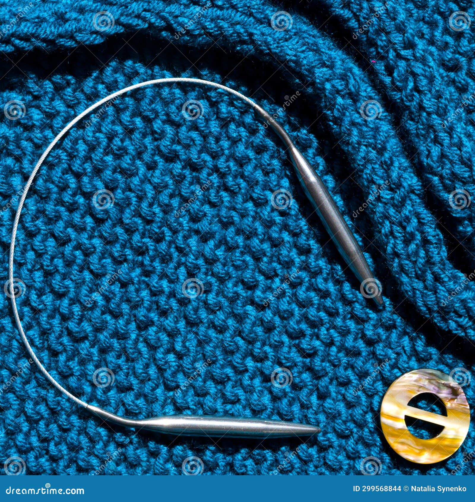 Turquoise Garter Stitch Pattern is Knitted on Wool Blend Yarn Stock ...