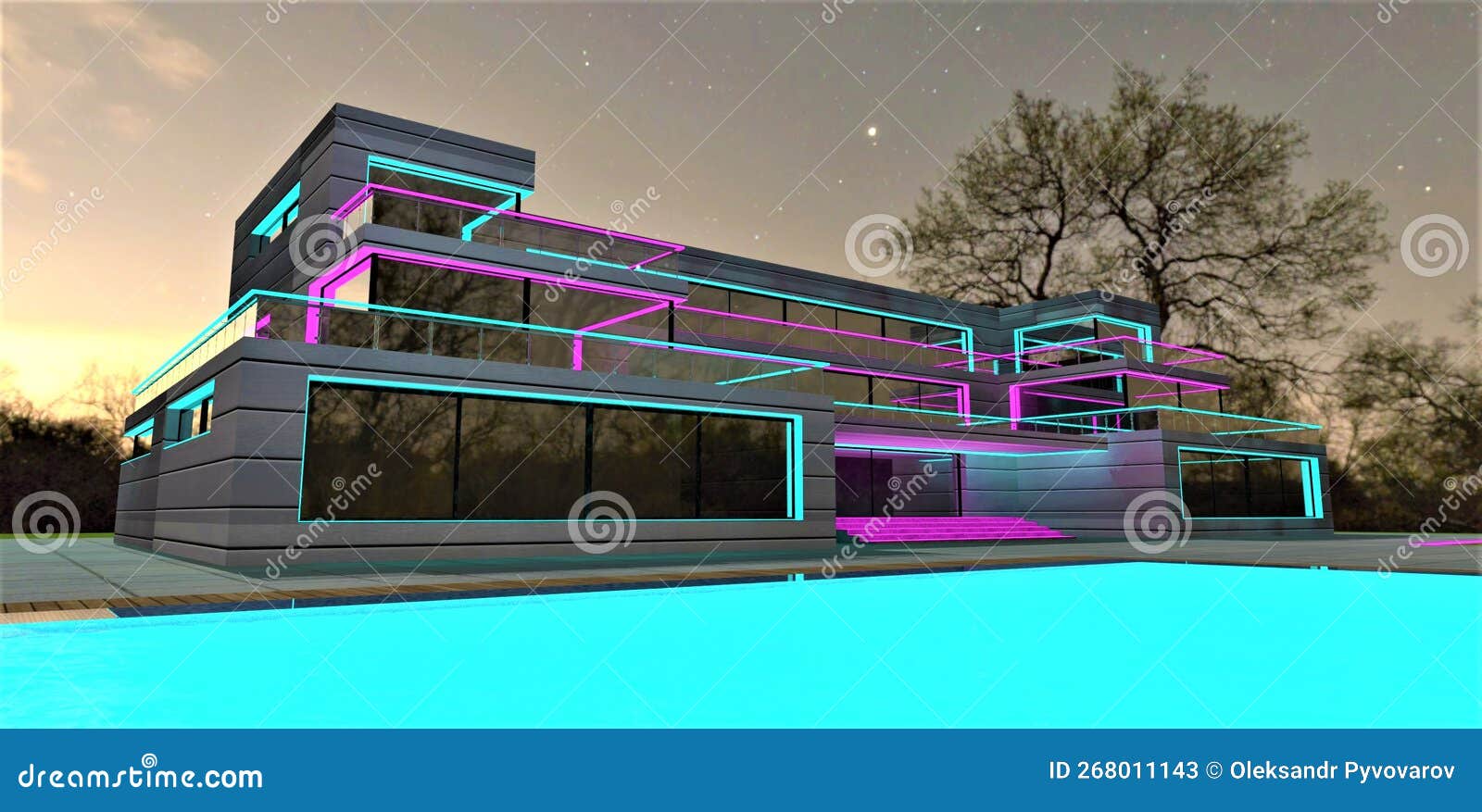 Turquoise Glowing Pool Surface In Front Of The Exclusive Design ...