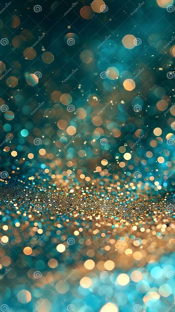 Turquoise and Gold Glitter Background Design Stock Illustration ...