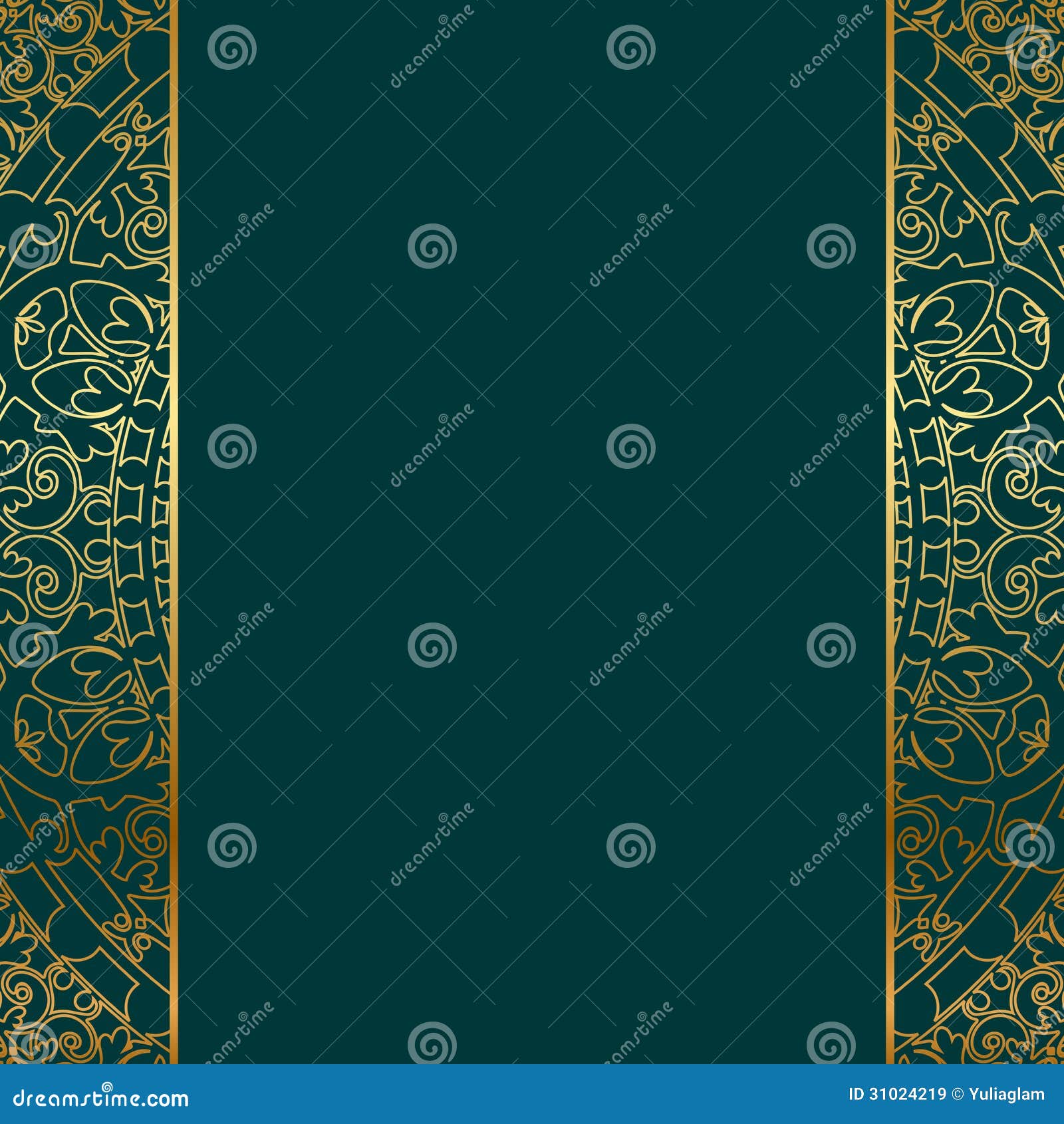 Turquoise & Gold Ornate Border Stock Vector - Illustration of floral ...