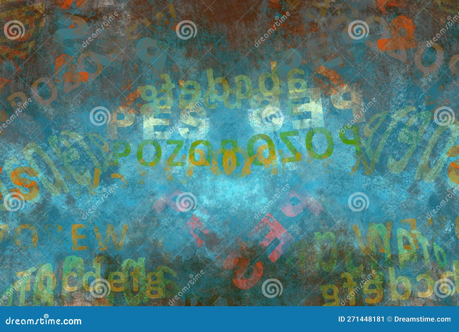 Turquoise Grunge Background with Numbers and Letters Stock Illustration ...