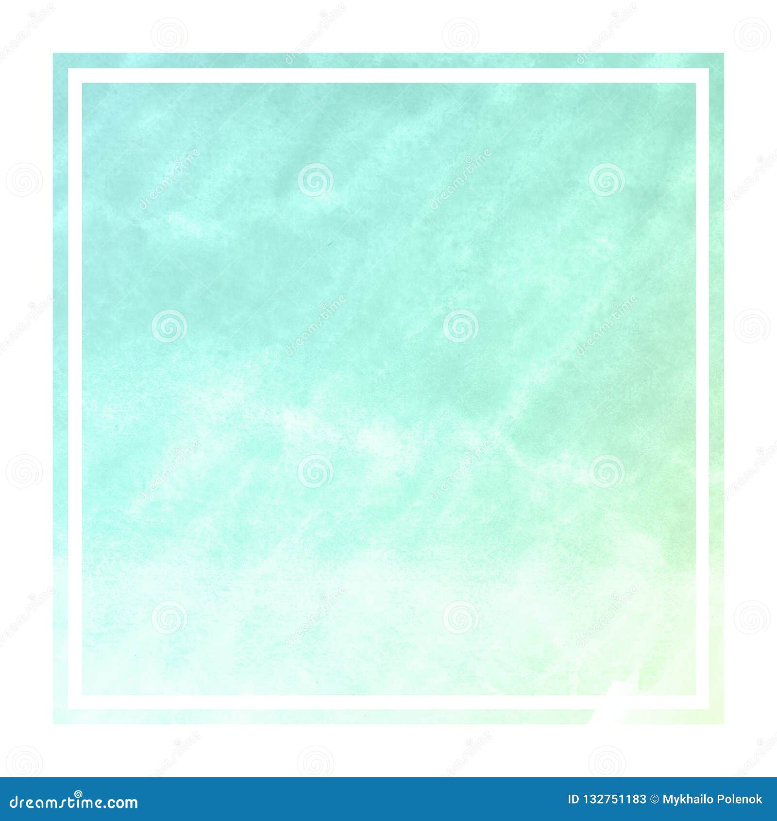 Turquoise Hand Drawn Watercolor Rectangular Frame Background Texture ...