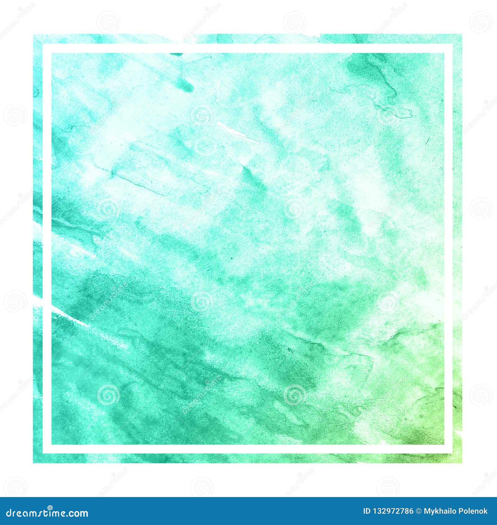 Turquoise Hand Drawn Watercolor Rectangular Frame Background Texture ...