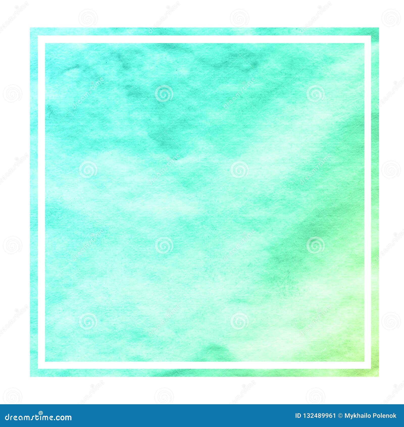 Turquoise Hand Drawn Watercolor Rectangular Frame Background Texture ...