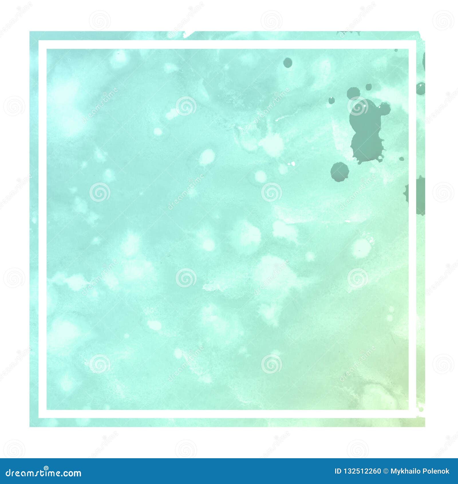 Turquoise Hand Drawn Watercolor Rectangular Frame Background Texture ...