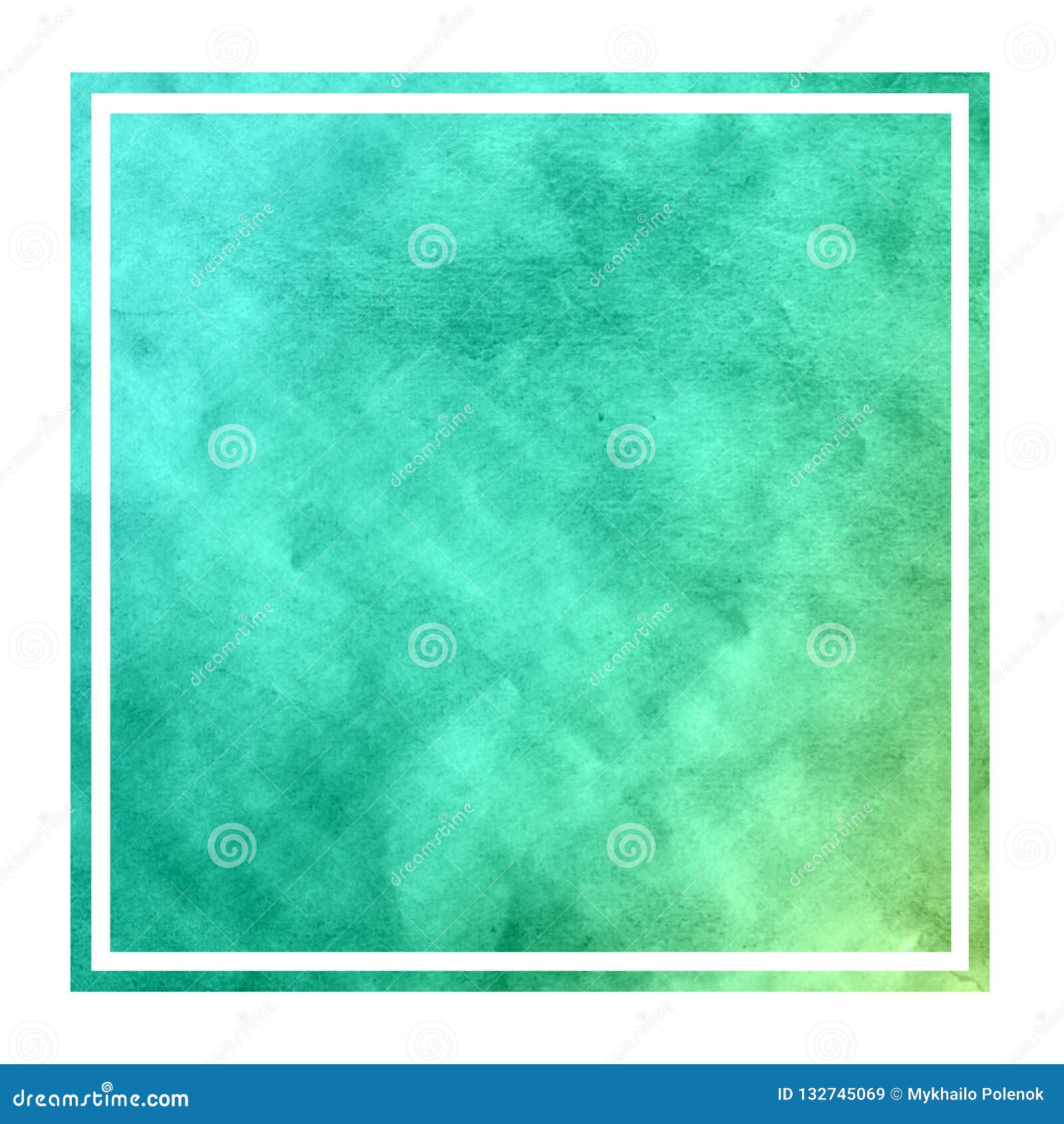 Turquoise Hand Drawn Watercolor Rectangular Frame Background Texture ...