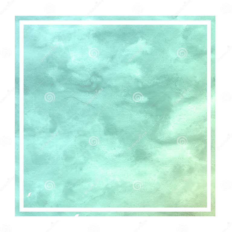 Turquoise Hand Drawn Watercolor Rectangular Frame Background Texture ...