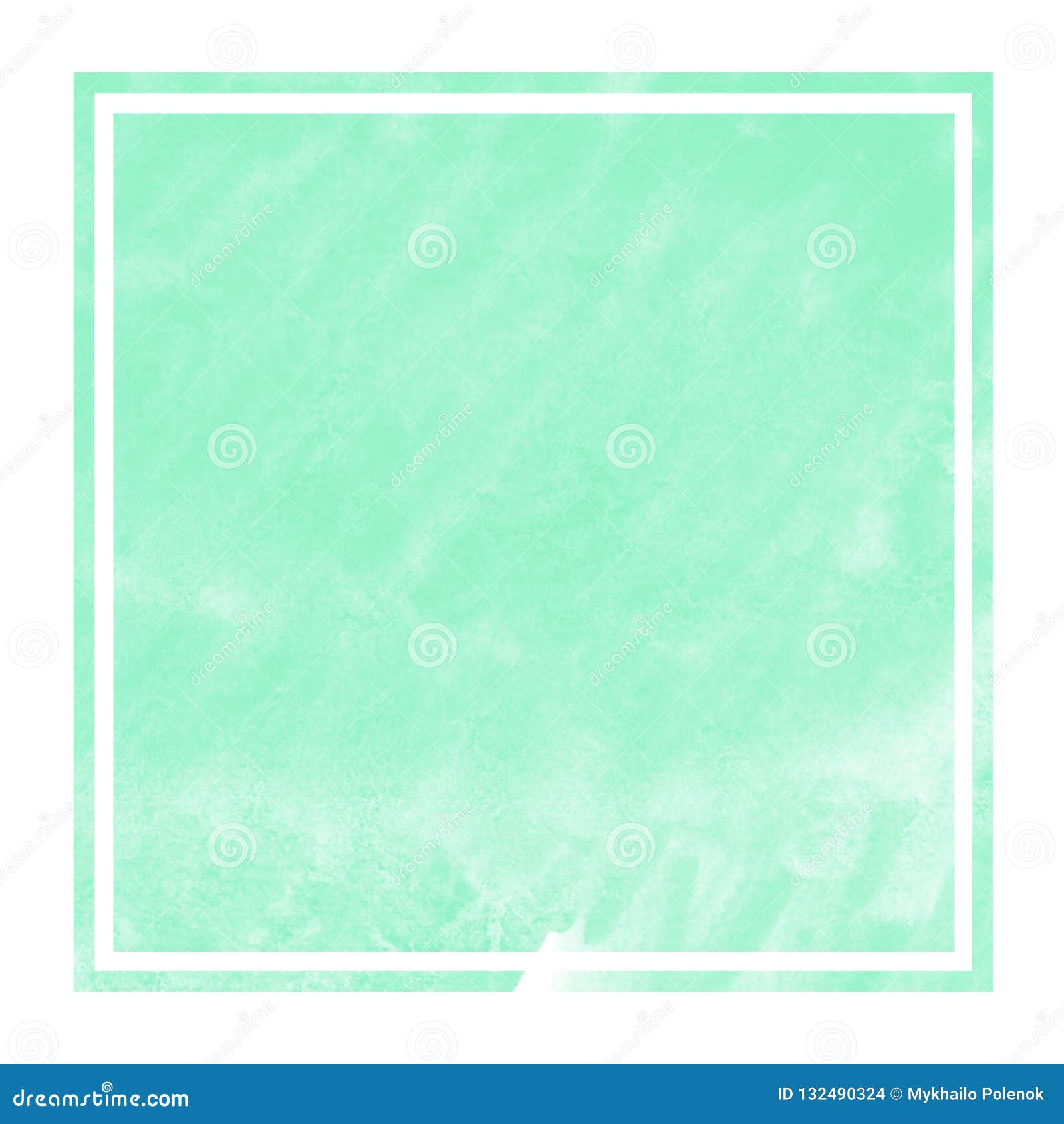 Turquoise Hand Drawn Watercolor Rectangular Frame Background Texture ...