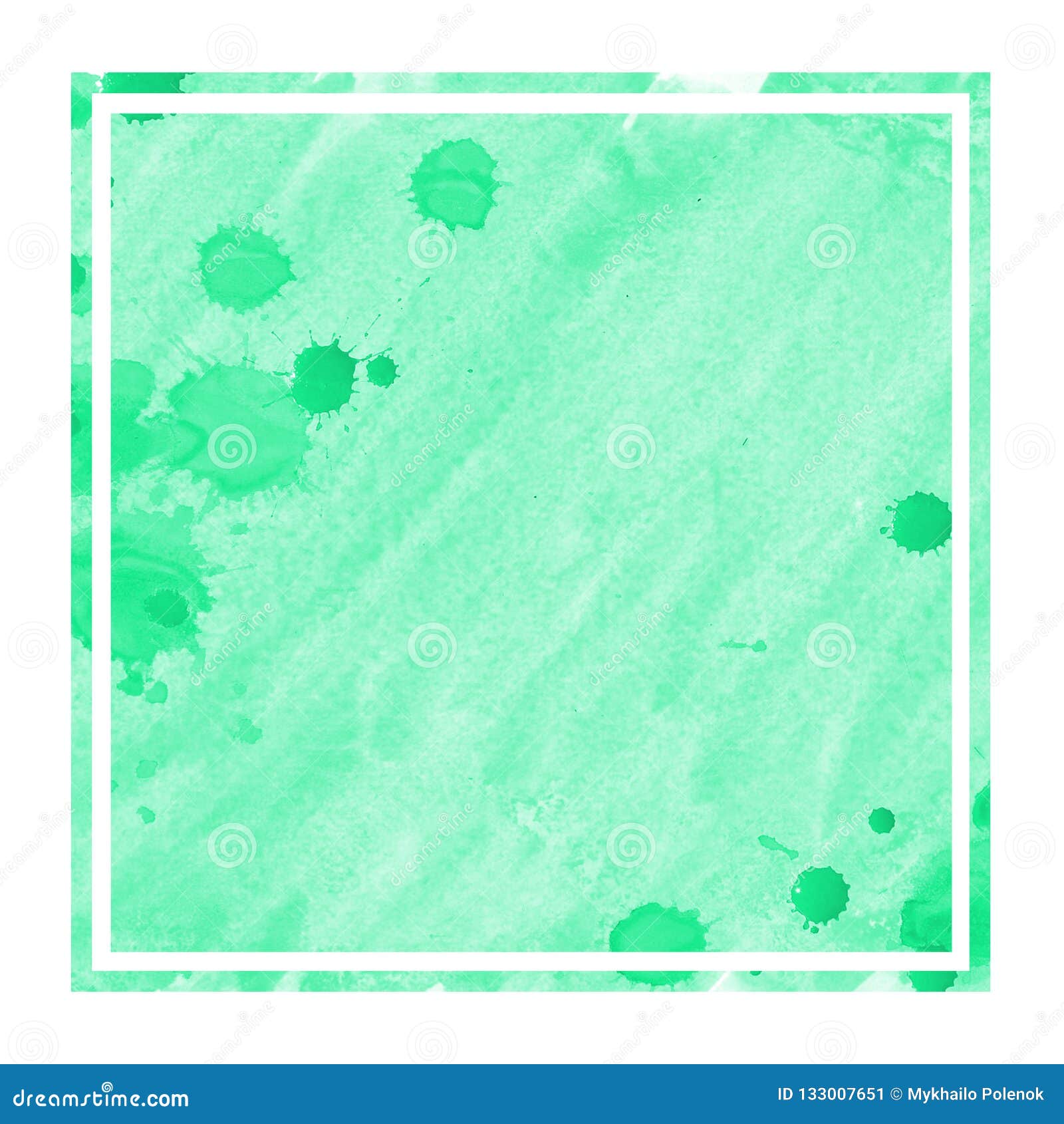 Turquoise Hand Drawn Watercolor Rectangular Frame Background Texture ...