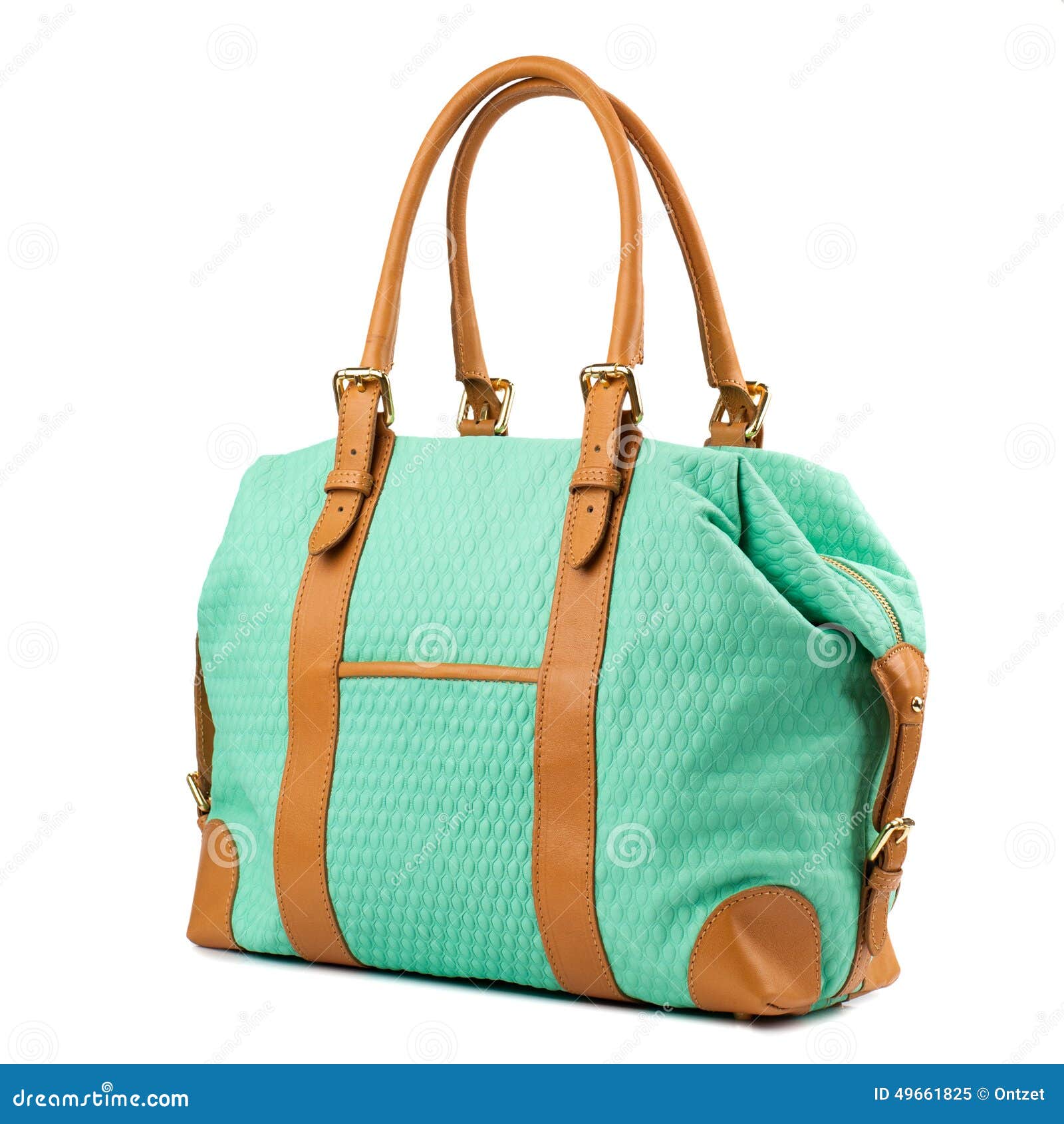 Turquoise Handbag Isolated on White Background. Stock Image - Image of ...
