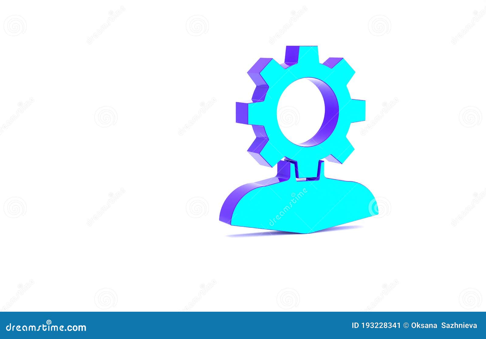 Turquoise Human with Gear Inside Icon Isolated on White Background ...