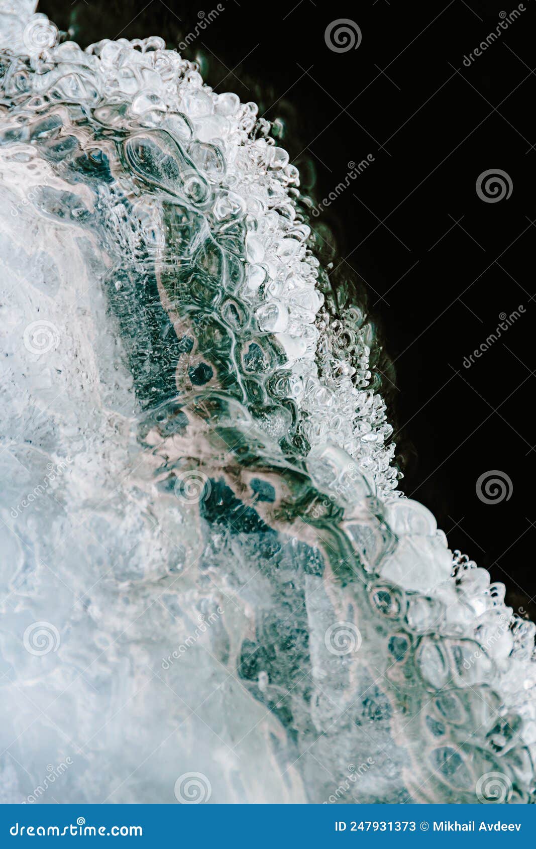 Turquoise Ice with Droplets and Texture Cracks Stock Image - Image of ...