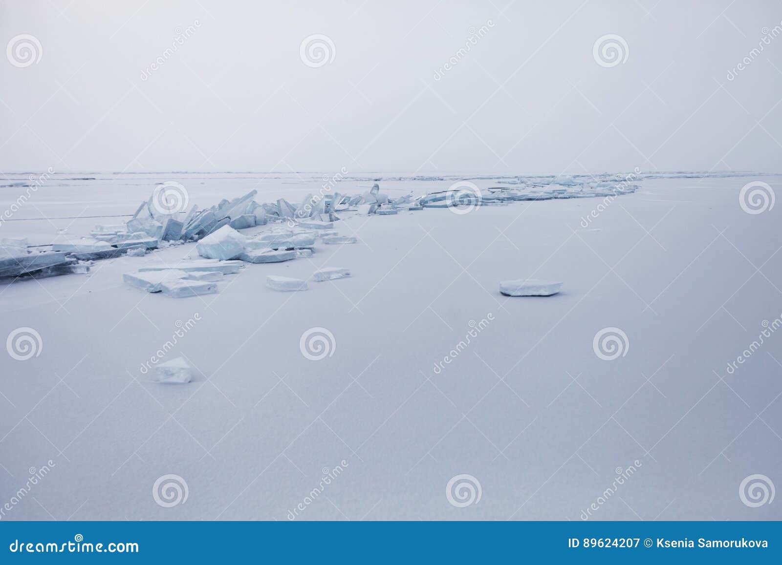 Turquoise Ice Floe. Winter Landscape. Baikal Lake Stock Image - Image ...