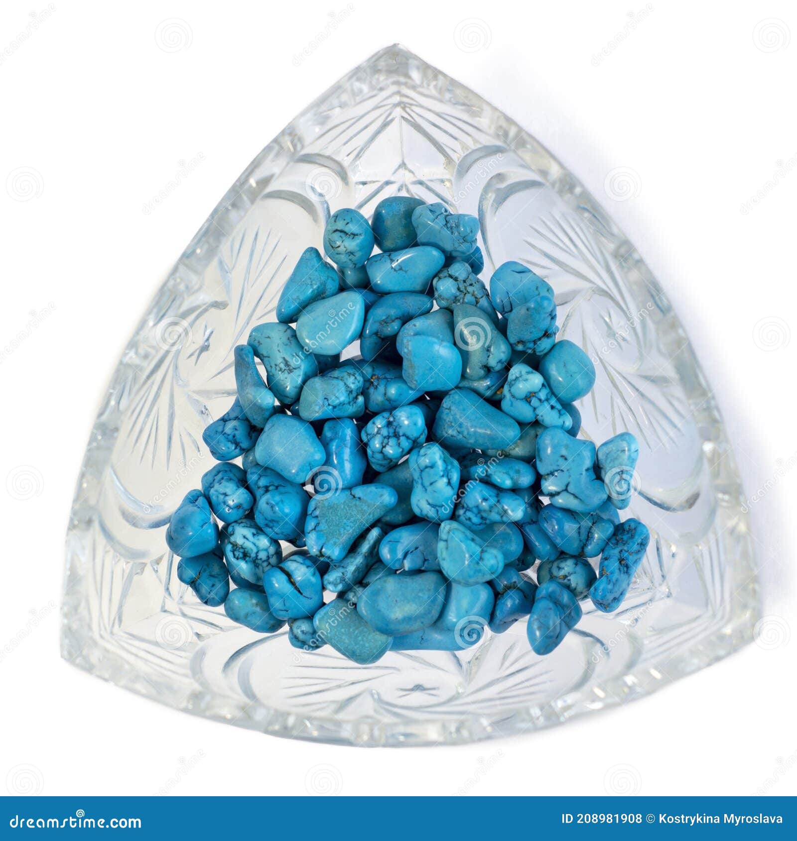 Turquoise Jewel Gemstones in Plate Isolated on White Background Group ...