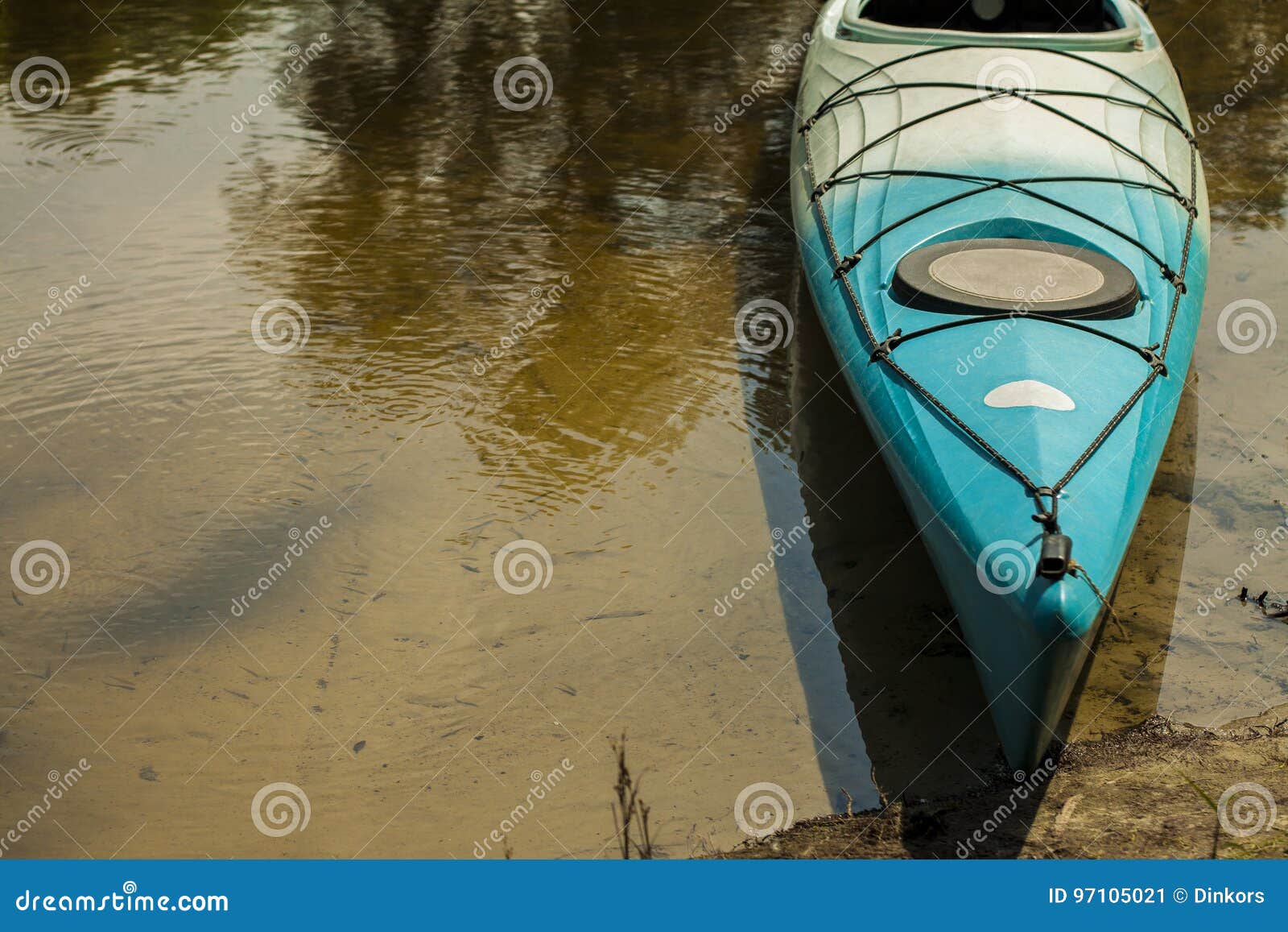 Turquoise Kayak by the River Stock Image - Image of summer, nature ...