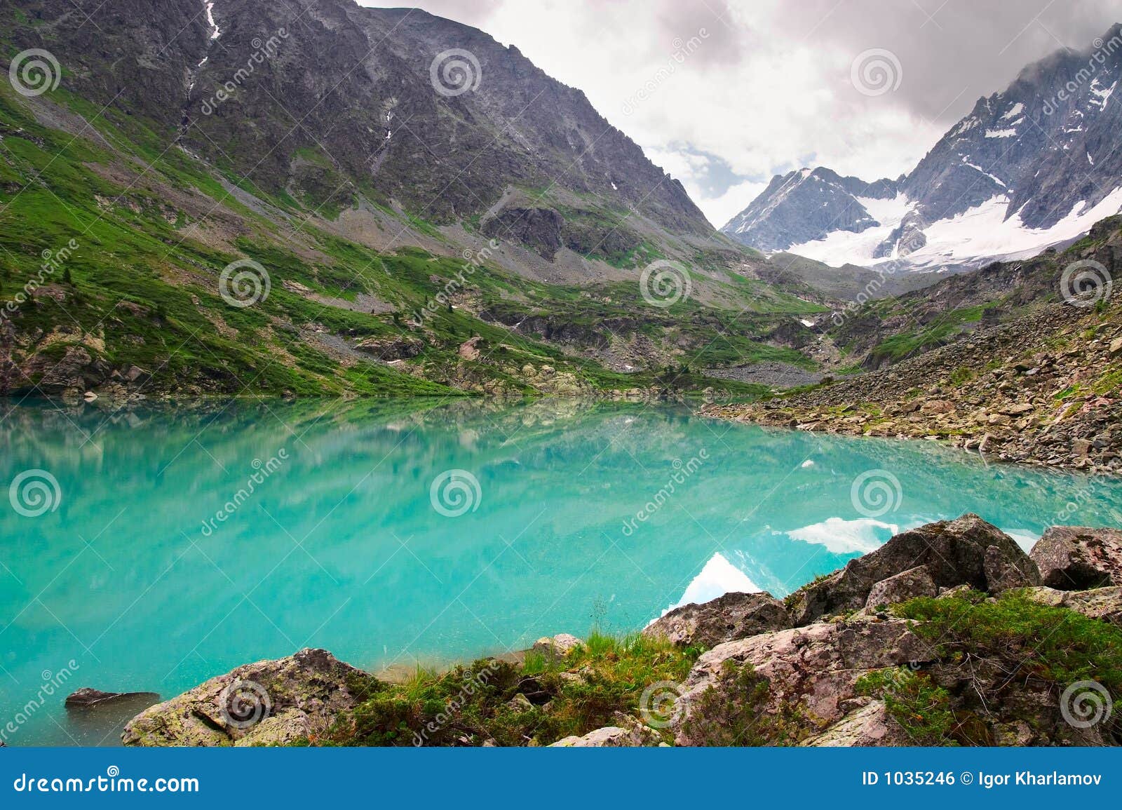 Turquoise Lake and Mountains. Stock Photo - Image of flowers, outdoor ...