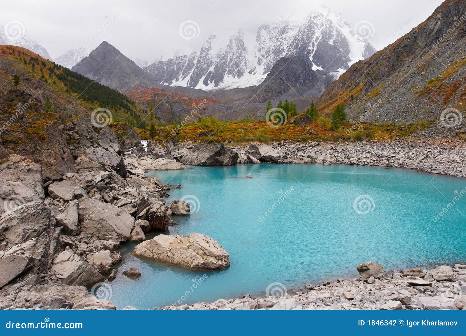 Turquoise Lake and Mountains. Stock Photo - Image of mountainside, hill ...