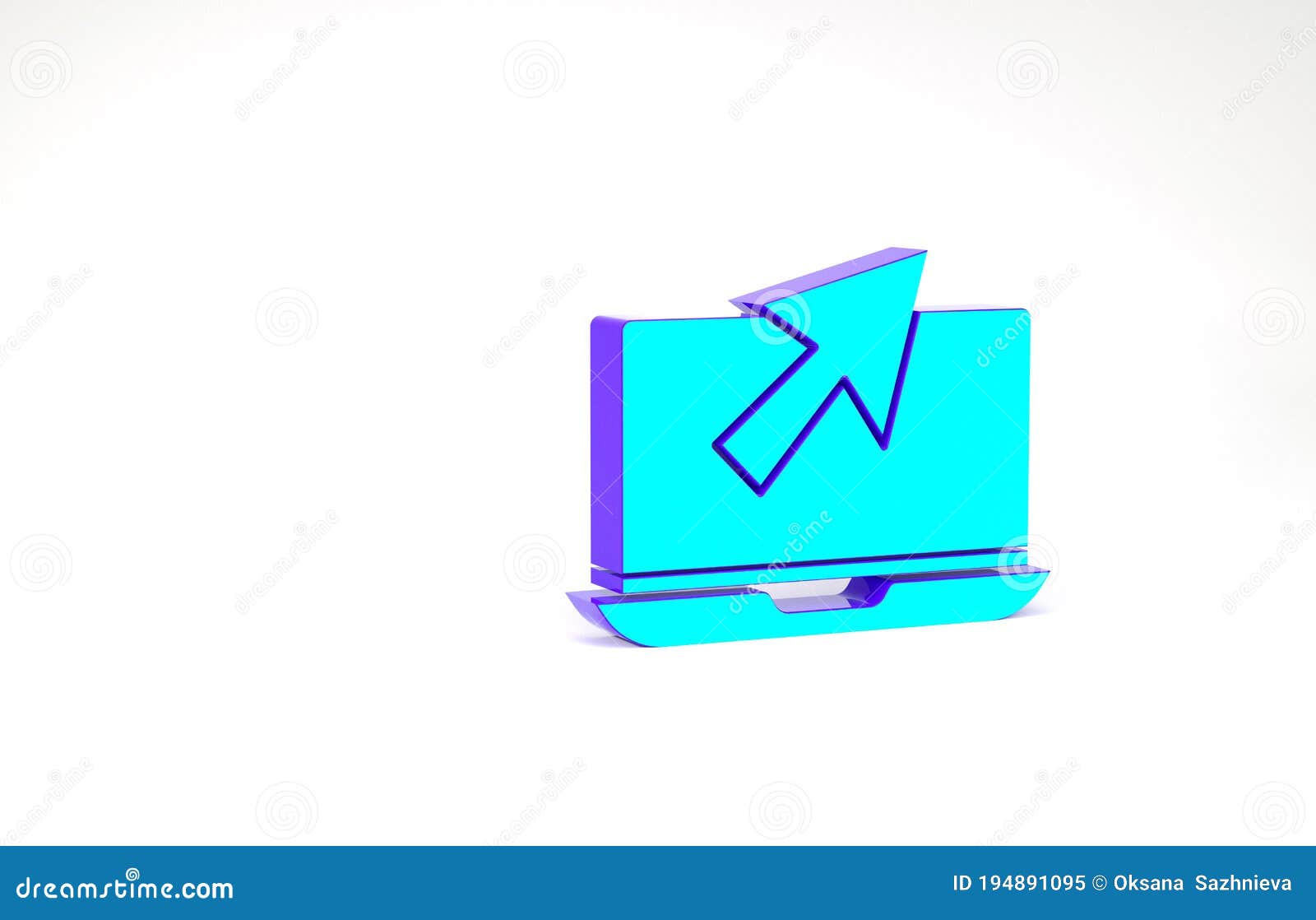 Turquoise Cursor Click Document Folder Icon Isolated On White ...