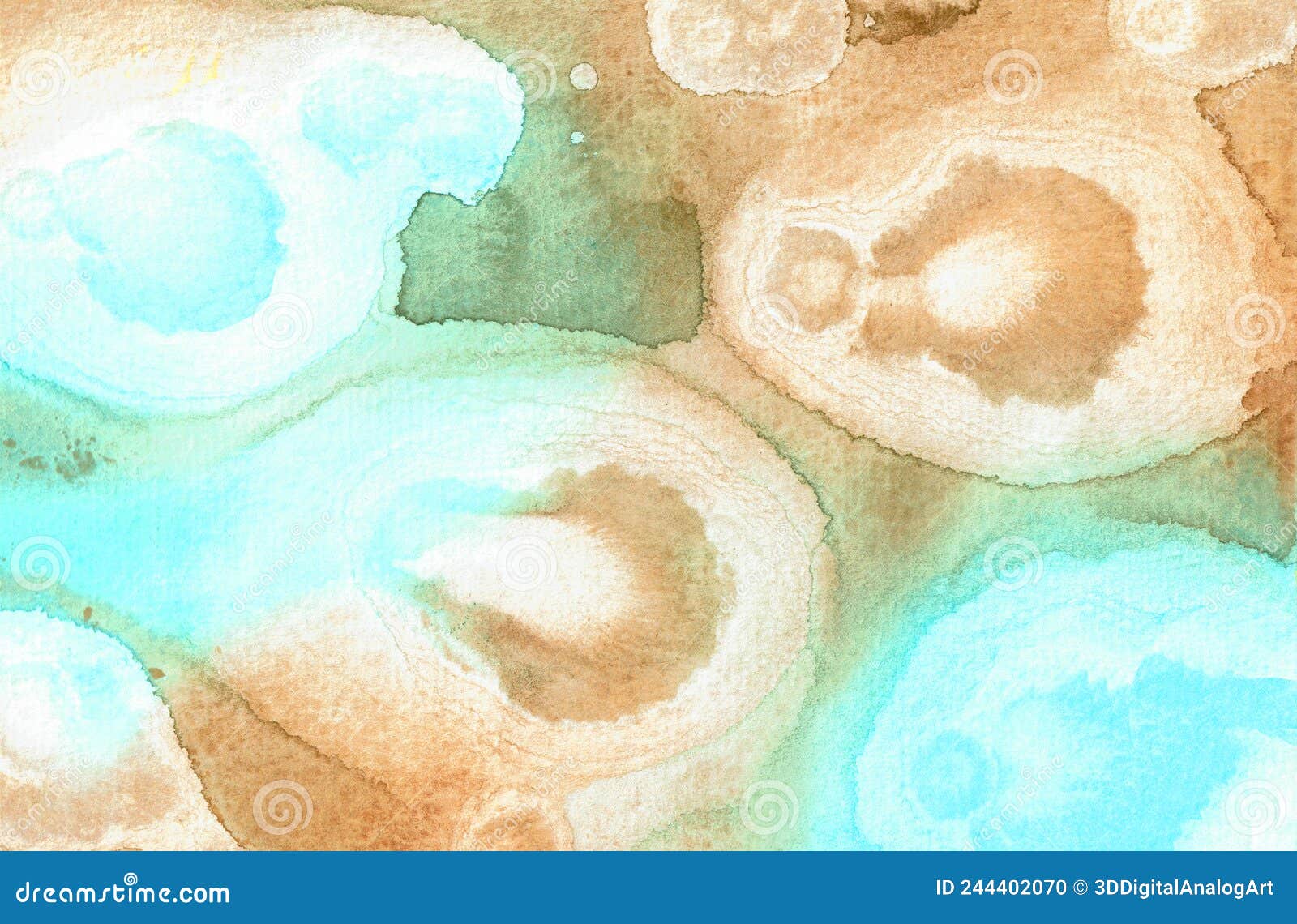 Turquoise and Light Brown Abstract Water Color Texture with an Effect ...