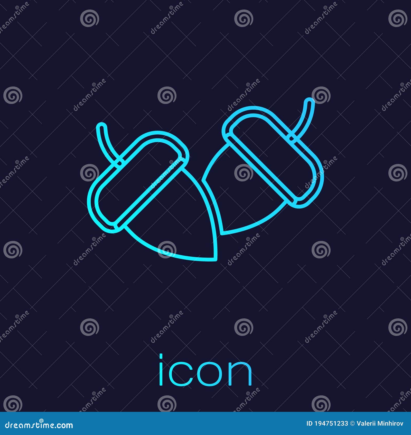 Turquoise Line Torch Flame Icon Isolated On Blue Background. Symbol ...