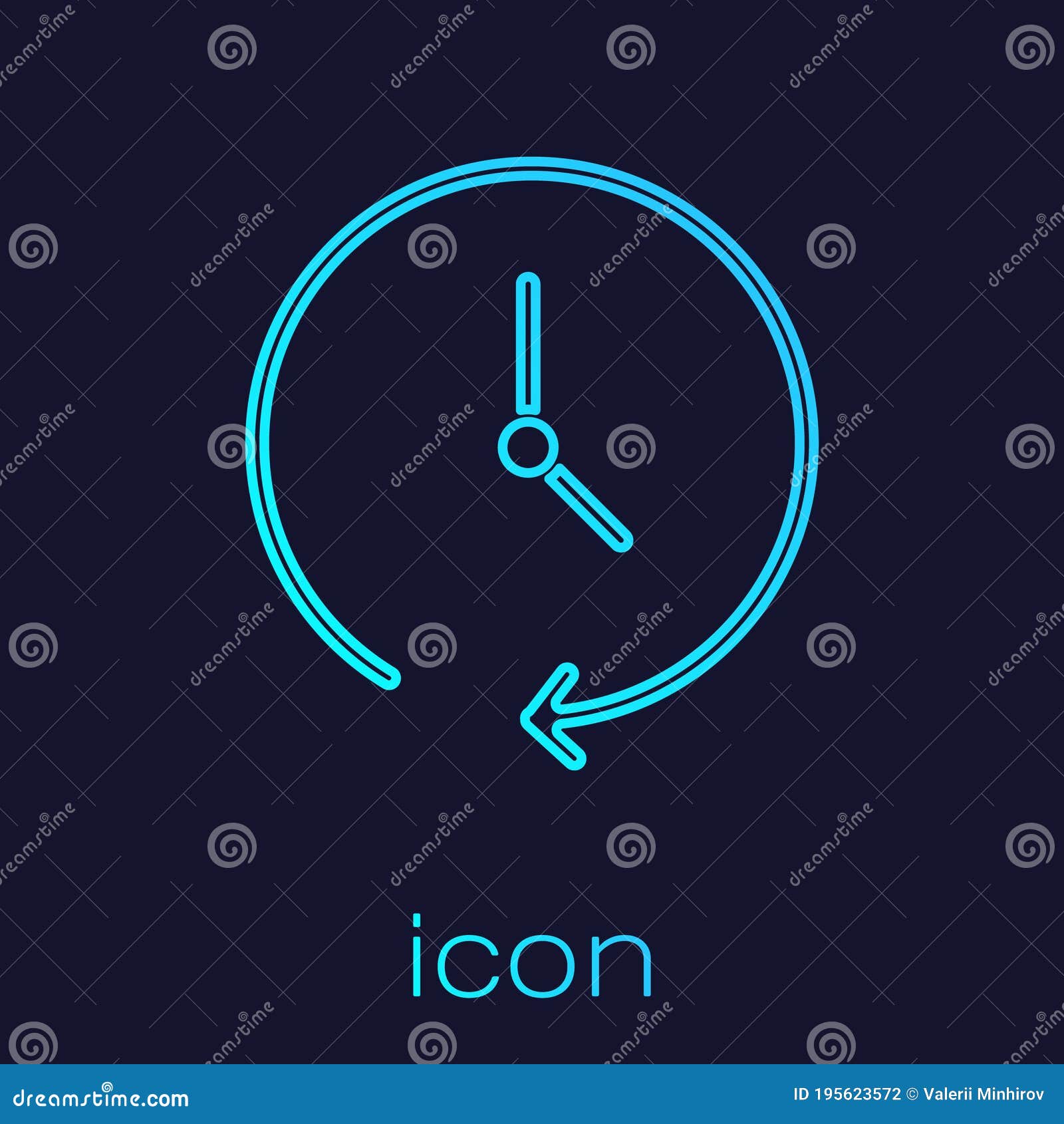 Turquoise Line Clock Icon Isolated on Blue Background. Time Symbol ... Turquoise Line Clock Icon Isolated on Blue Background. Time Symbol ...