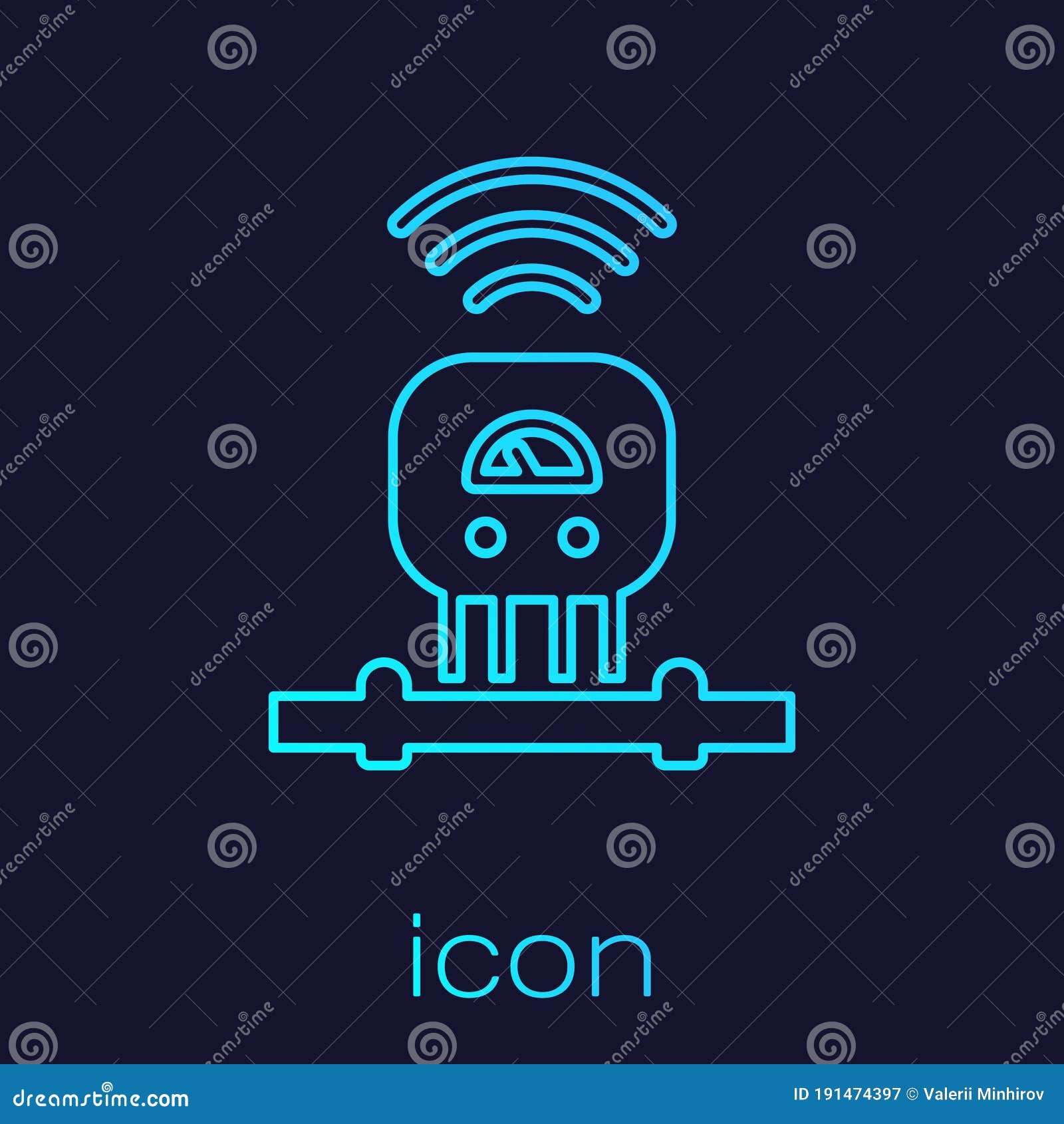 Turquoise Line Smart Sensor System Icon Isolated on Blue Background ...