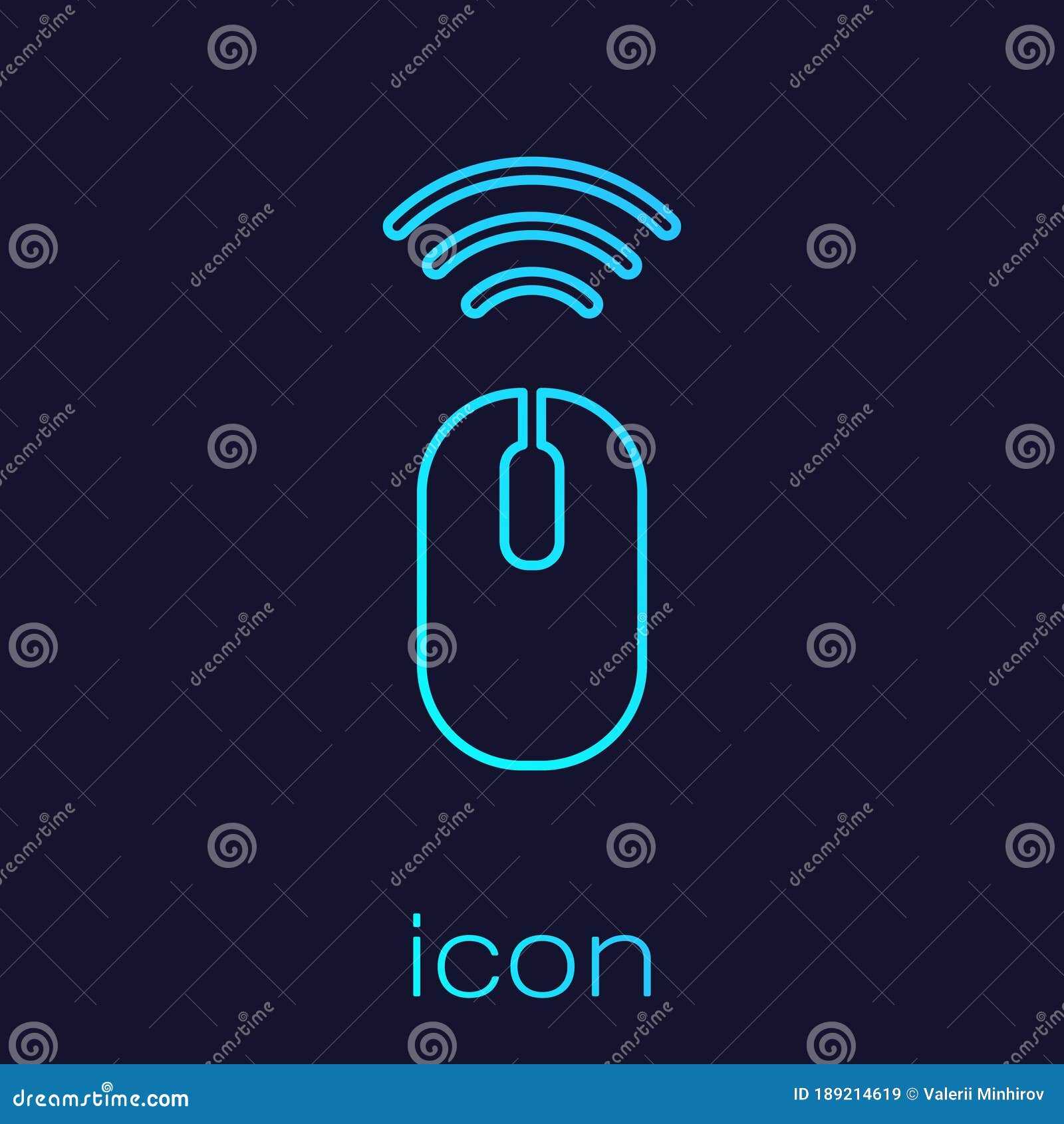 Turquoise Line Wireless Computer Mouse System Icon Isolated on Blue ...
