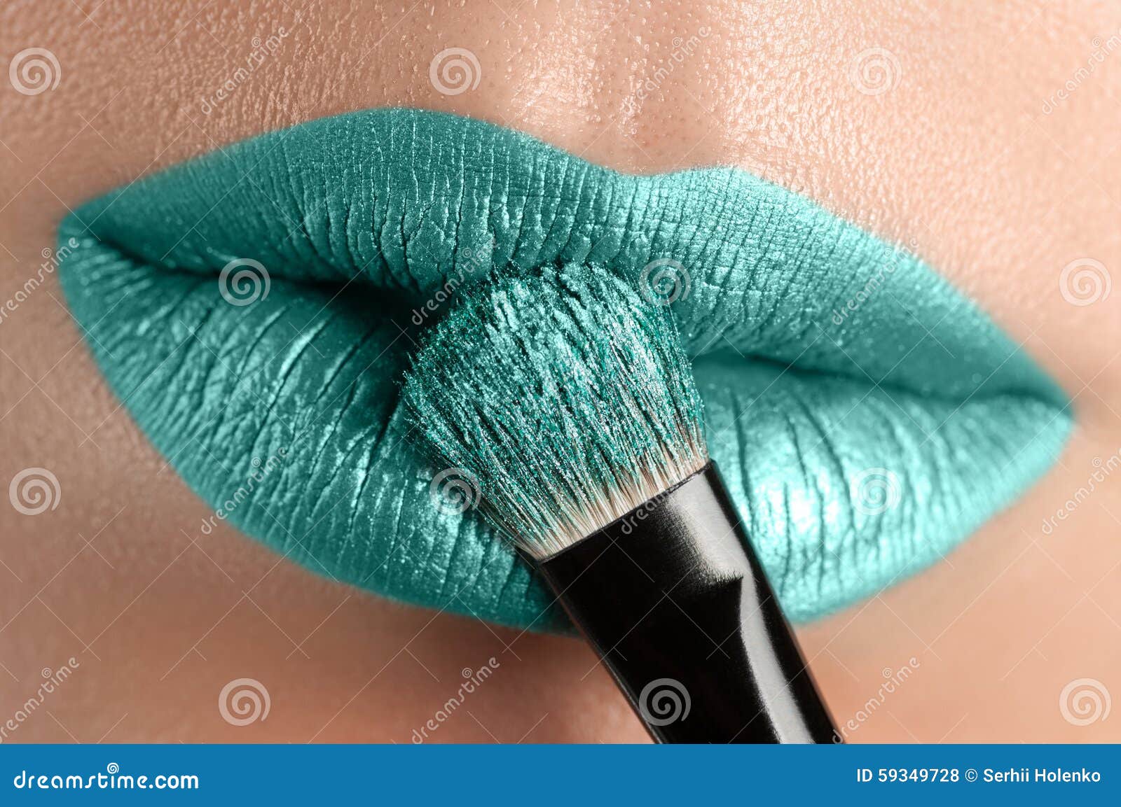Turquoise lips close-up. stock photo. Image of glamor - 59349728