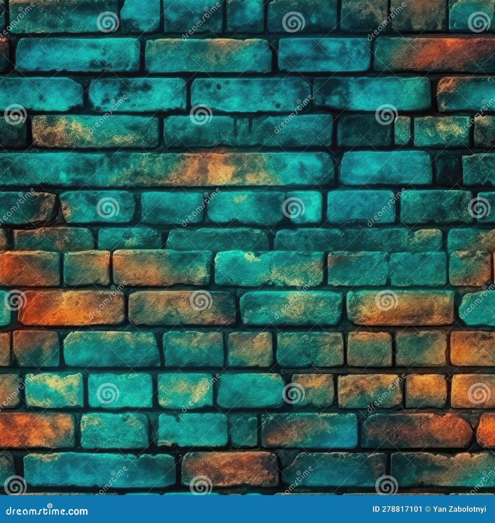 Turquoise Luminescence Beautiful Brick Wall Texture Tile Seamless ...