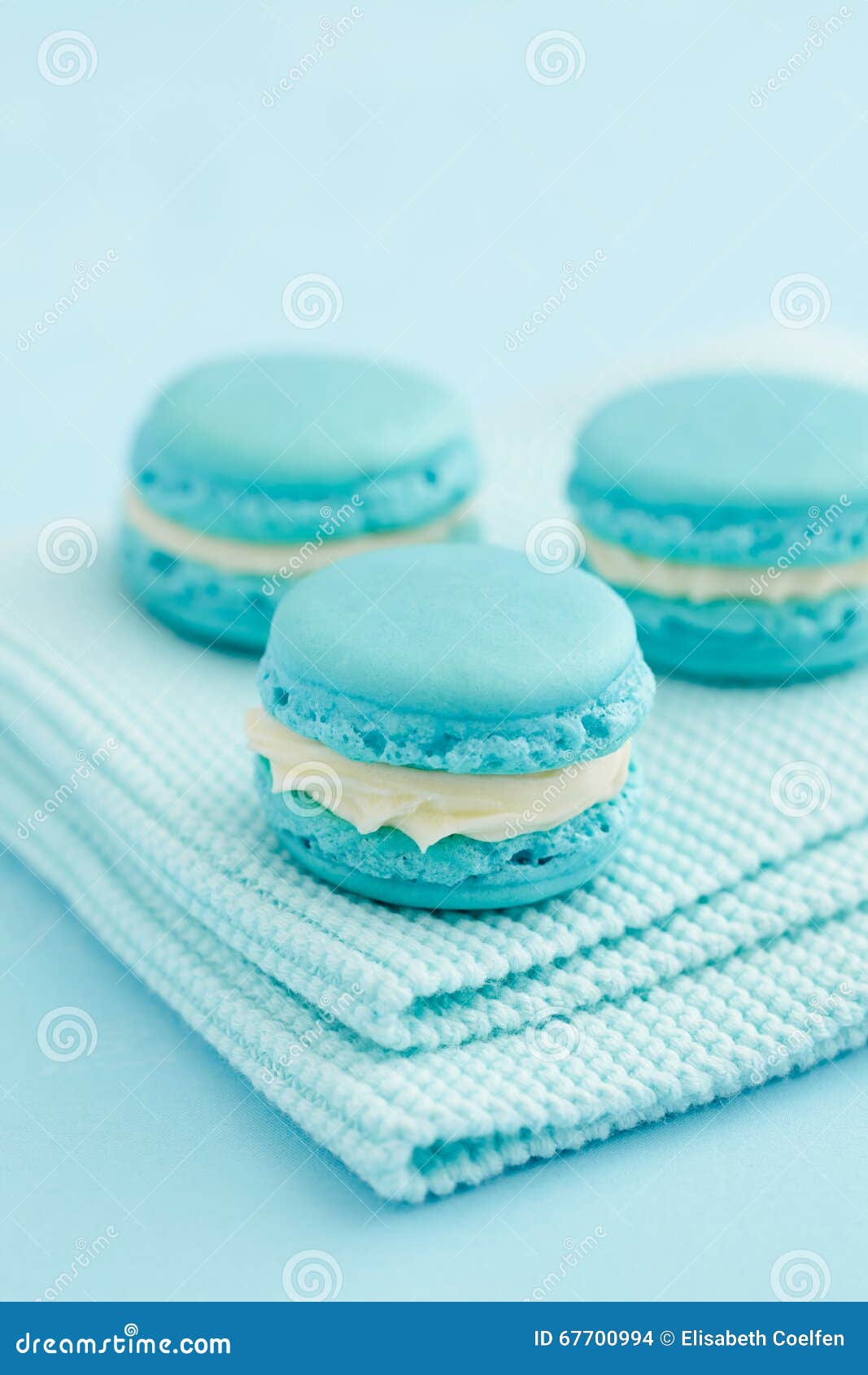 Turquoise Macarons with Buttercream Filling Stock Photo - Image of cake ...