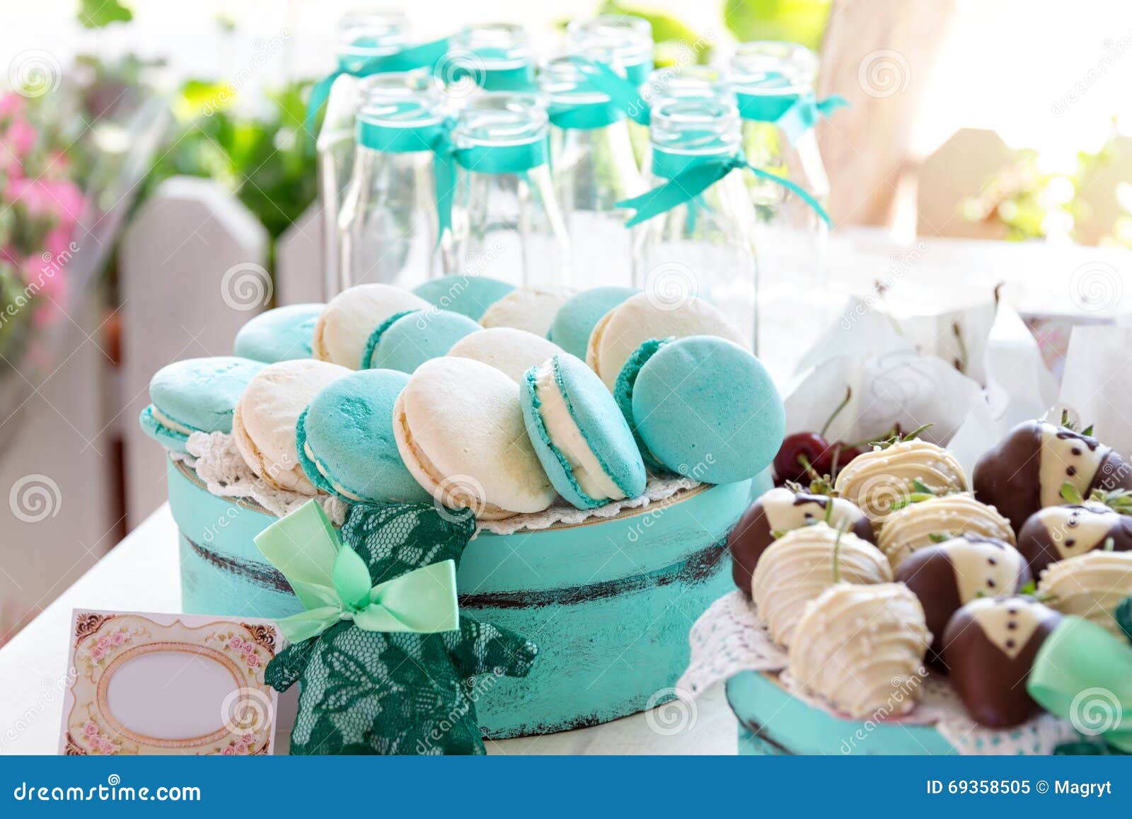 Turquoise Macarons. Wedding Cakes and Deserts Stock Image - Image of ...