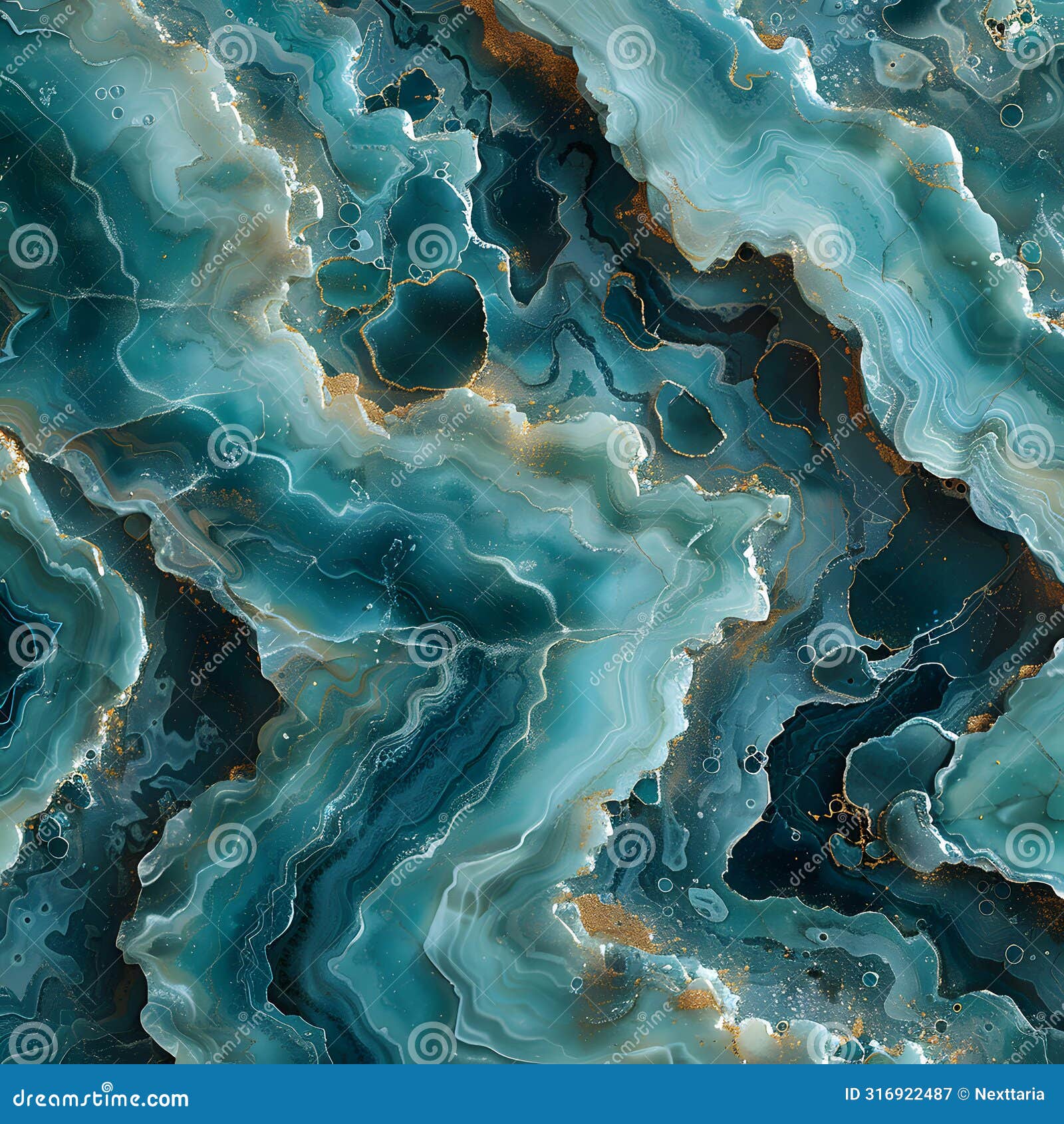 Turquoise Marble Texture - Symmetrical Top View with Swirl Patterns ...