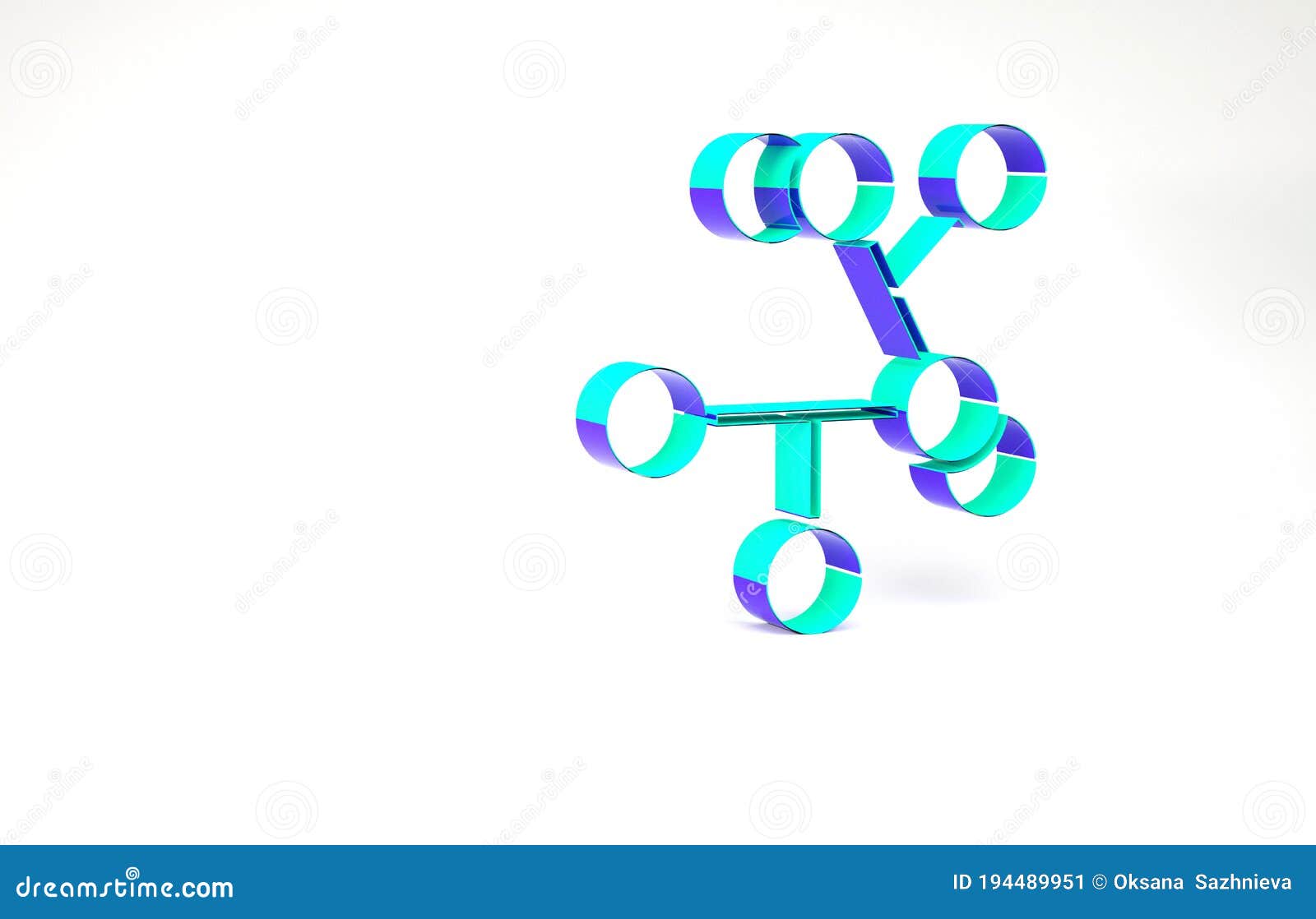 Turquoise Molecule Icon Isolated on White Background. Structure of ...
