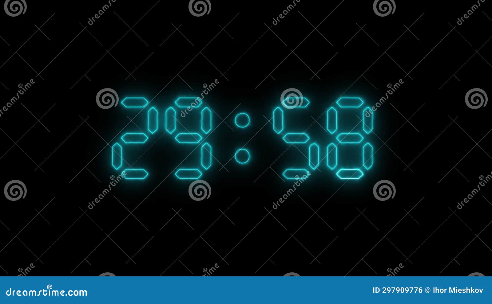 Turquoise Neon Timer with Alpha Channel, Countdown 1 Minute Stock ...