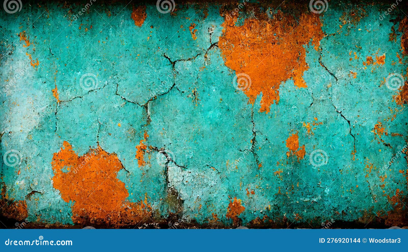 Turquoise and Orange Concrete Texture with Rust, Crackes and Scratches ...