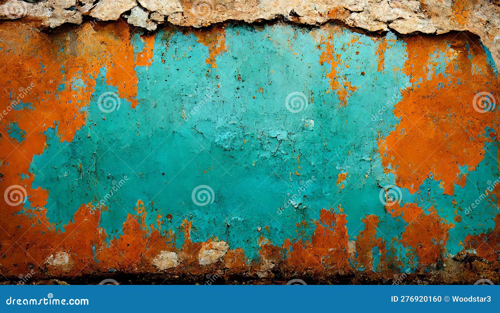 Turquoise and Orange Concrete Texture with Rust, Crackes and Scratches ...