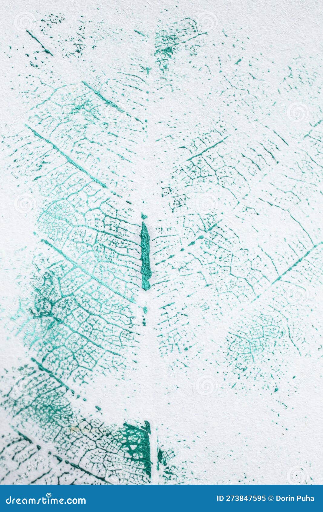 Turquoise Paint Leaf Shaped Stamp Imprint on White Background Stock ...