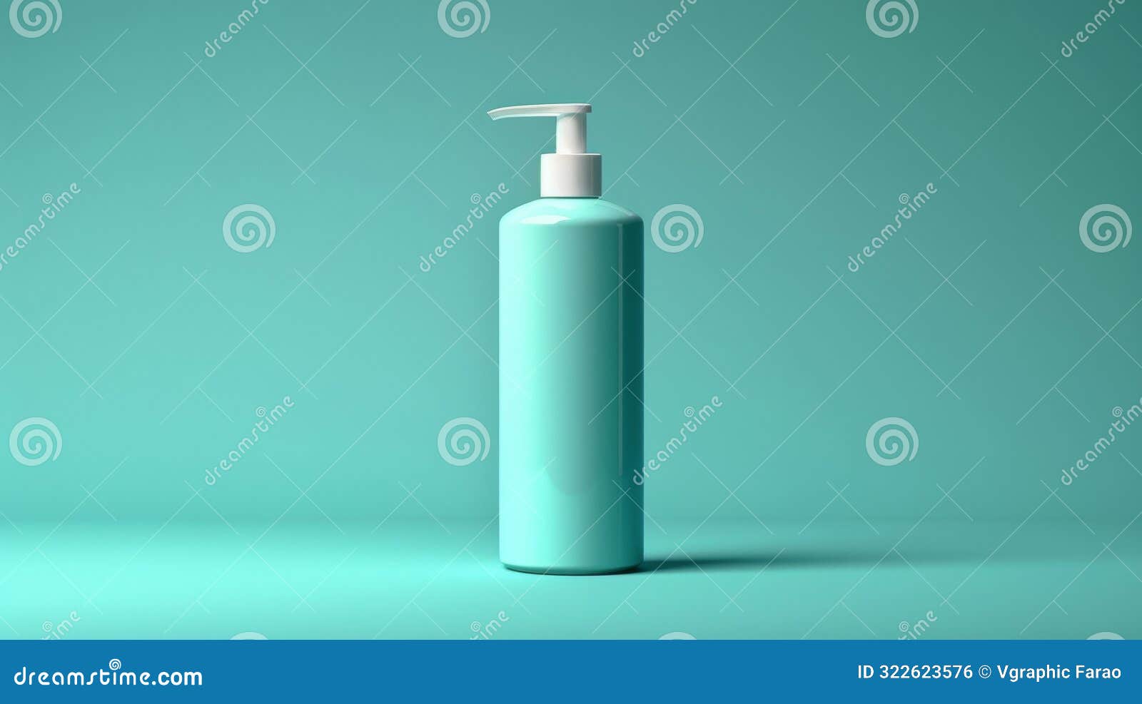 Turquoise Plastic Bottle with Pump on Turquoise Background ...